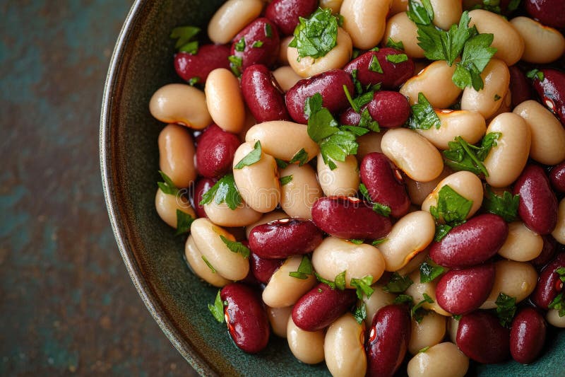A Top View of a Dish with Red and White Beans Stock Illustration ...