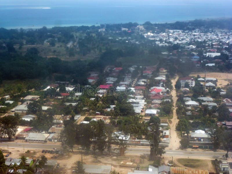 Top View of Distant Land Surface with Fields Road and Small Settlements ...