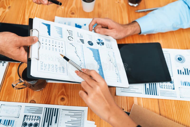 Top View Diverse Analyst Team Analyzing Financial Data. Habiliment ...