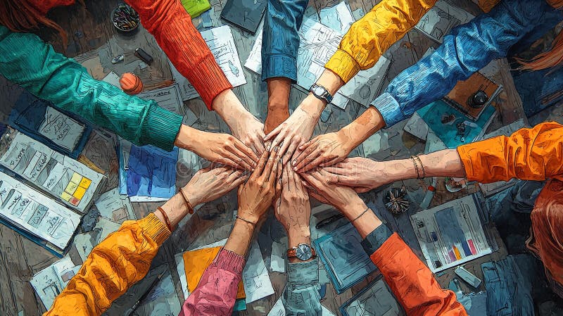 Diverse Team of People Uniting with Hands in a Collaborative Effort ...