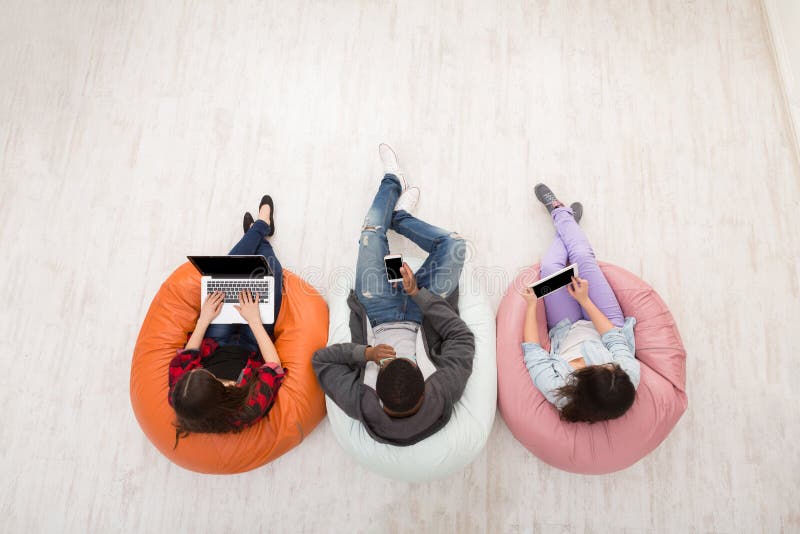 Top View of Diverse People Using Smart Gadgets Stock Photo - Image of ...