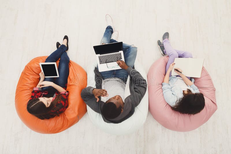 Top View of Diverse People Using Smart Gadgets Stock Photo - Image of ...