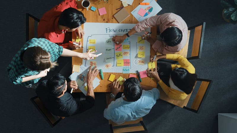 Top View of Diverse People Writing and Making Scrum Task Board ...