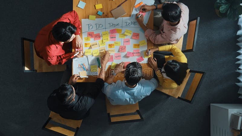 Top View of Diverse People Writing and Making Scrum Task Board ...