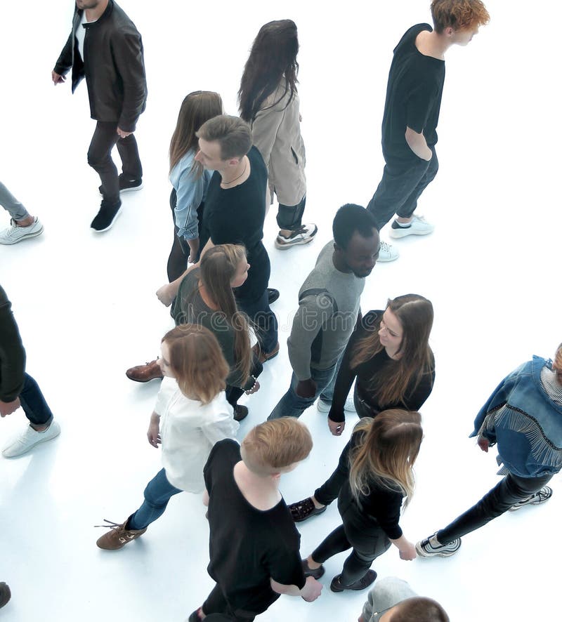 Top View . Diverse Young People Passing by Each Other Stock Photo ...