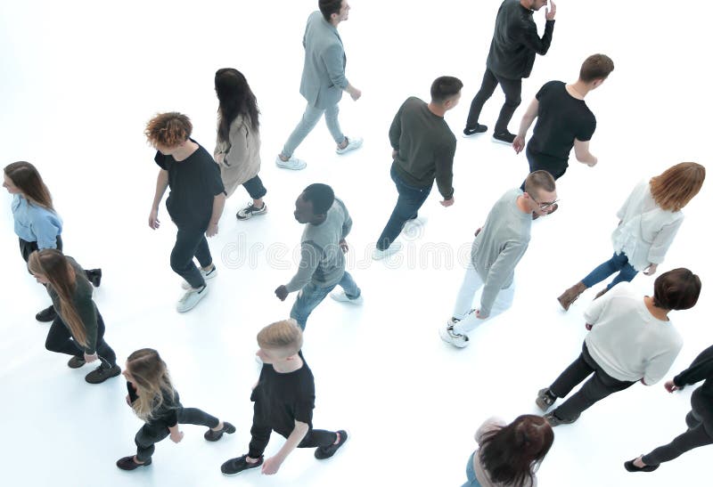 Top View . Diverse Young People Passing by Each Other Stock Photo ...