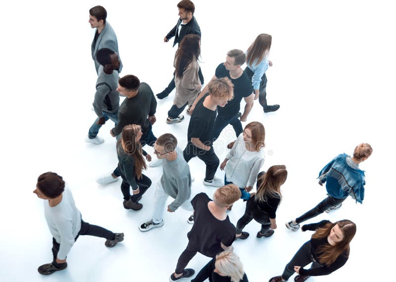 Top View . Diverse Young People Passing by Each Other Stock Image ...