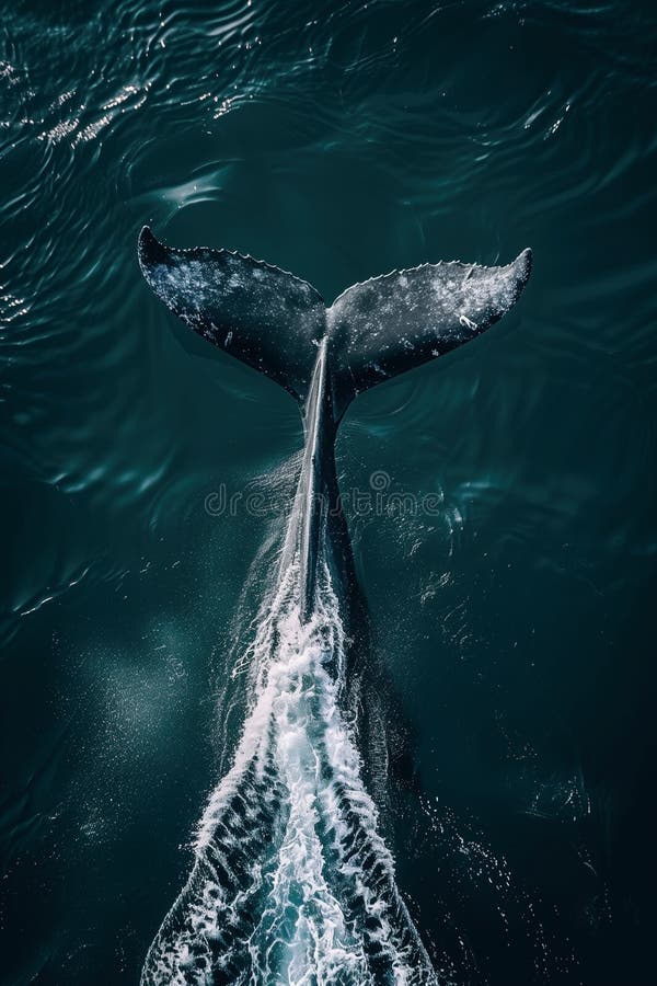 Top View of Diving Whale S Tail Ai Photo Stock Illustration ...