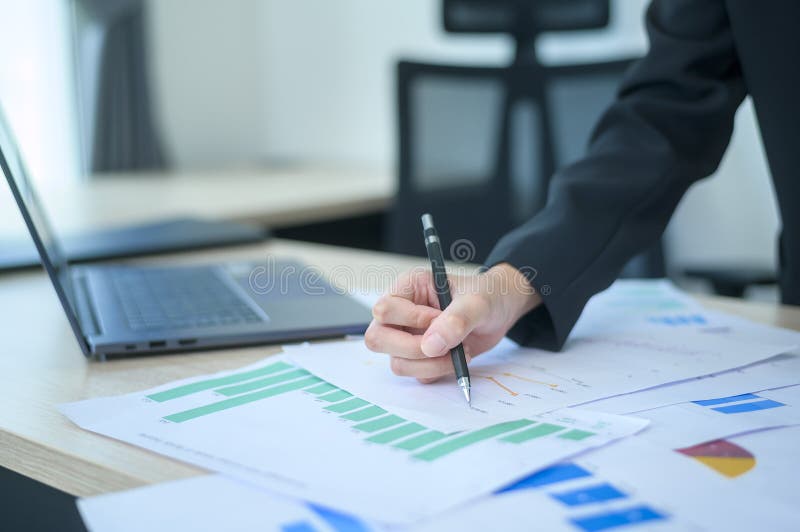 Top View of Documents with Analytics Data Lying on Table,selective ...