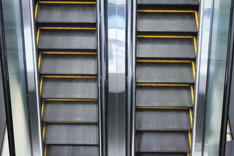 Top View on Double Escalator with Opposite Direction in the Interior of ...