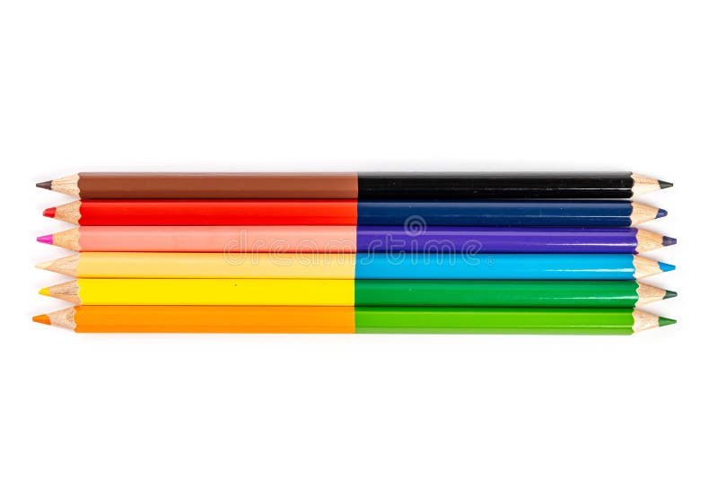 Top View, Double-sided Colored Pencils Stock Photo - Image of ...