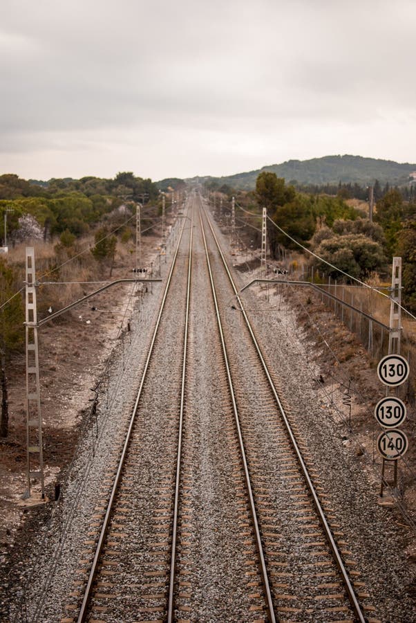 Top View of a Double Track Railway in Autumnal Colors Stock Photo ...