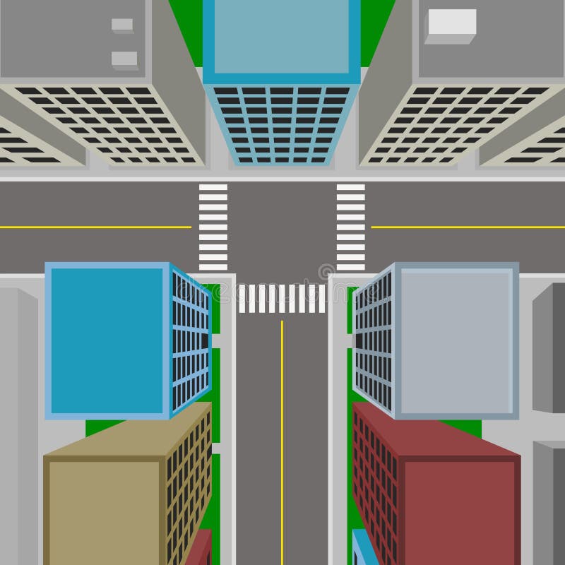 Top View of Downtown, 3d Vector City in Flat Design Stock Vector ...