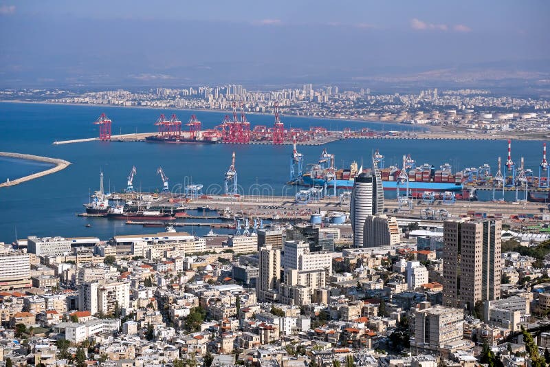 Top View of the Downtown and the Port of Haifa Editorial Photography ...