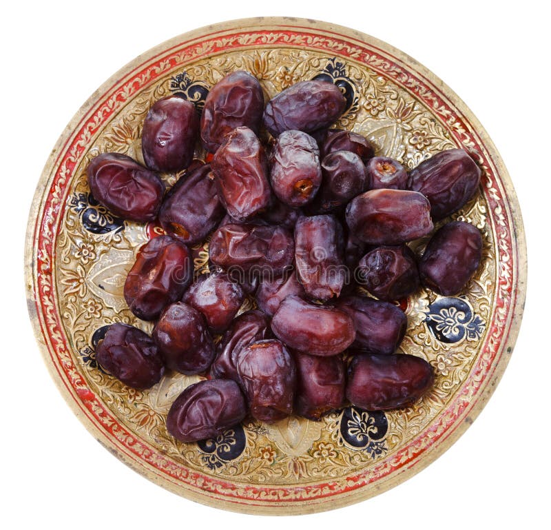 Top View of Dried Dates on Brass Indian Plate Stock Photo - Image of ...