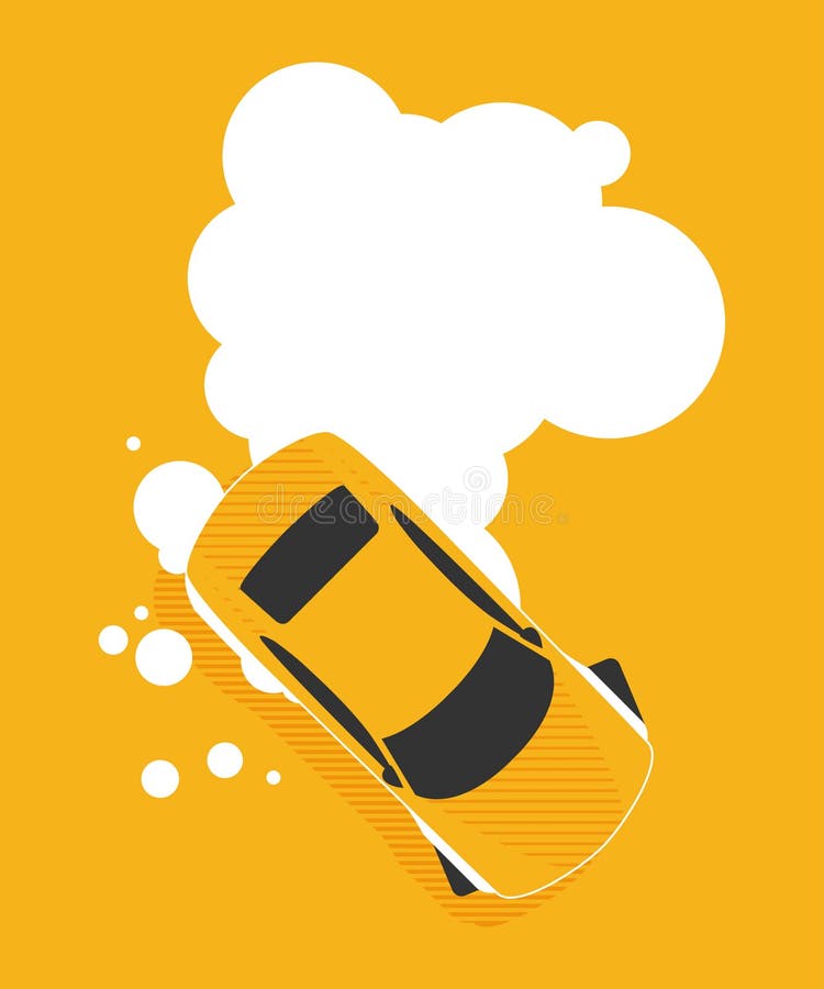 Top View of a Drifting Car in Flat Vector Stock Vector - Illustration ...