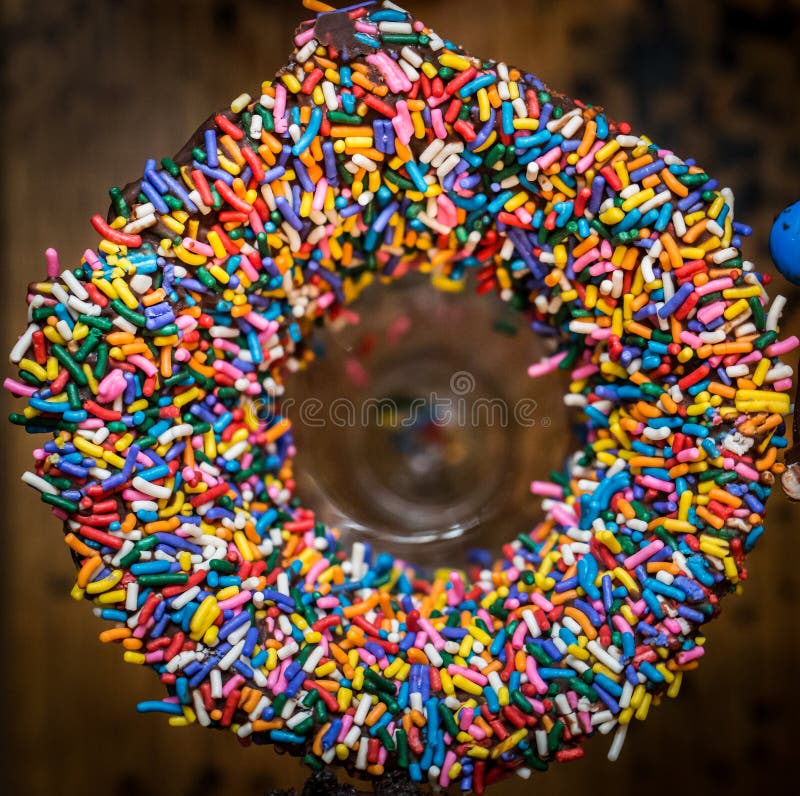 Top View of a Drink Glass with Chocolate and Sprinkles Around the Rim ...