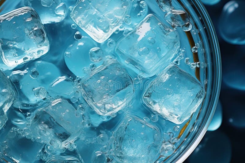 Top View of Drinking Water with Ice. Stock Image - Image of water ...
