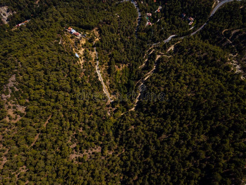 Top View from Drone on Hilly Landscape with Road Stock Image - Image of ...