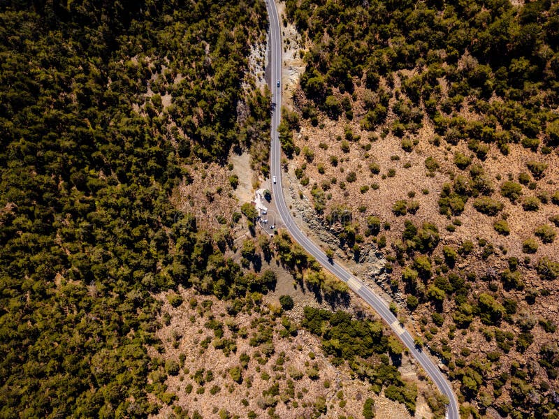Top View from Drone on Hilly Landscape with Road Stock Image - Image of ...