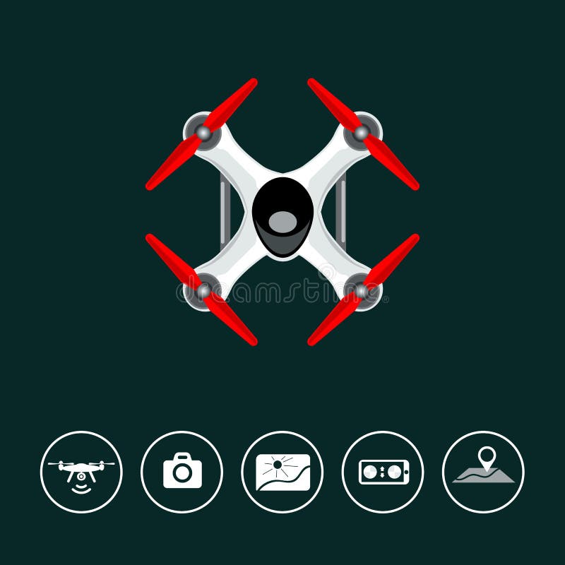 Top View Drone with icons stock vector. Illustration of configuration ...