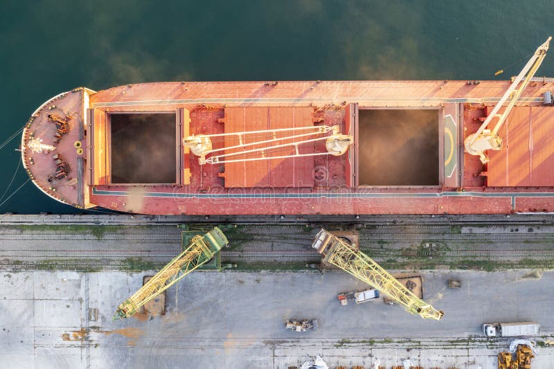 A Large Ship Loading Grain for Export. Water Transport Stock Photo ...