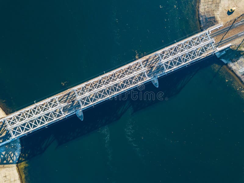 Top View from Drone of Railway Bridge Over Voronezh River Stock Image ...