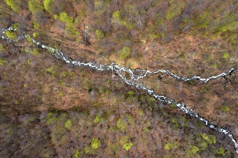 Top View from Drone of Two Rapids of a Mountain River. Stock Photo ...