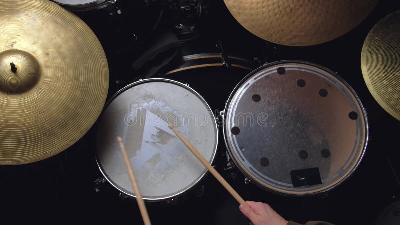 Top View Drummer Playing at Drums. Close Up Shot. Stock Video - Video ...