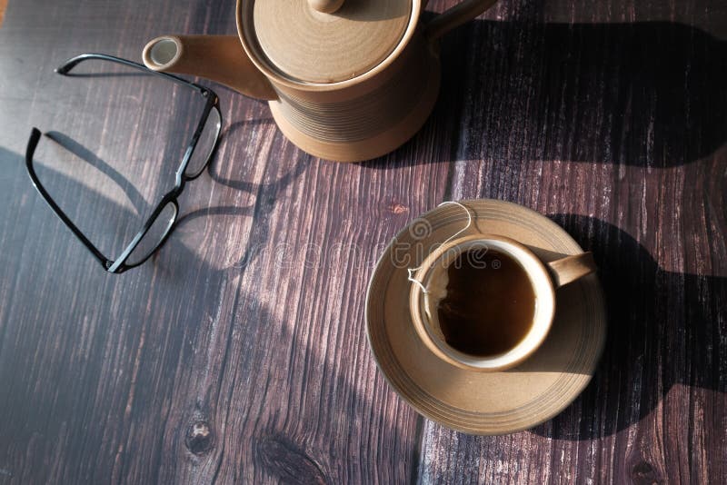 Top View of Early Morning Tea with Breakfast Stock Photo - Image of ...