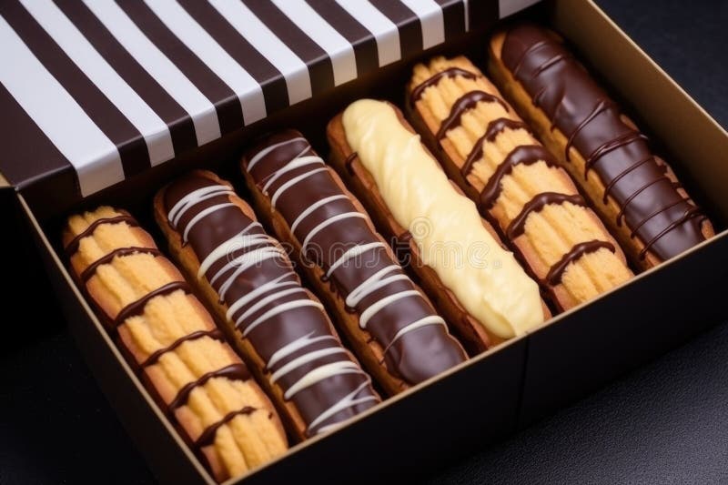 Top-view of Eclairs Packed in a Gift Box Stock Photo - Image of ...