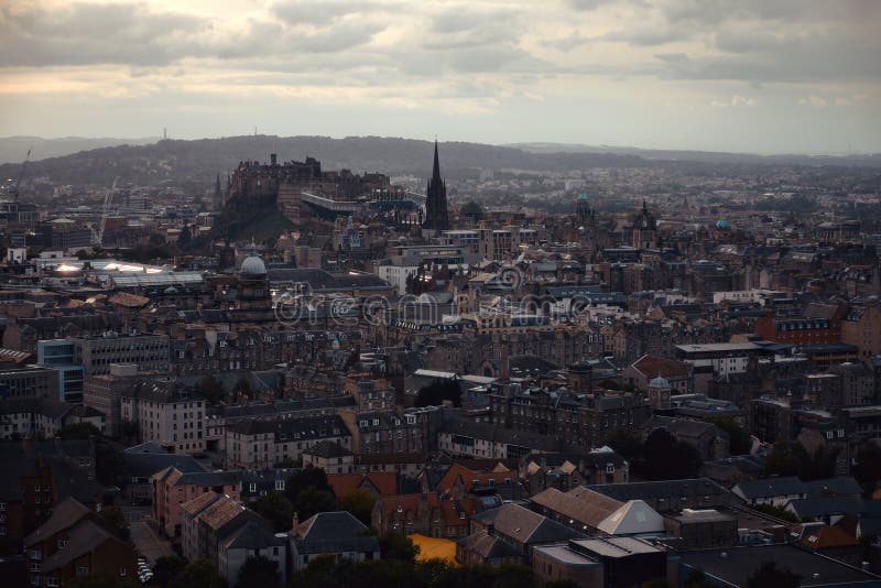Top View of Edinburgh Covered Clouds and the Castle Stock Image - Image ...