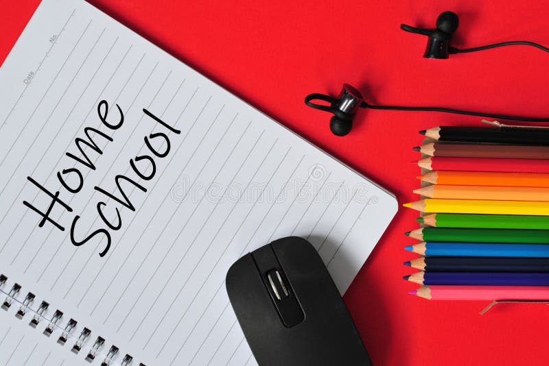 Top View of Educational Objects on a Red Background, the Concept of ...