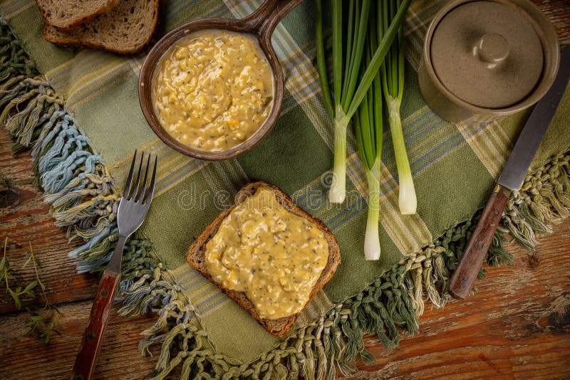 Top View of Egg Spread on Toast Bread Stock Image - Image of table ...