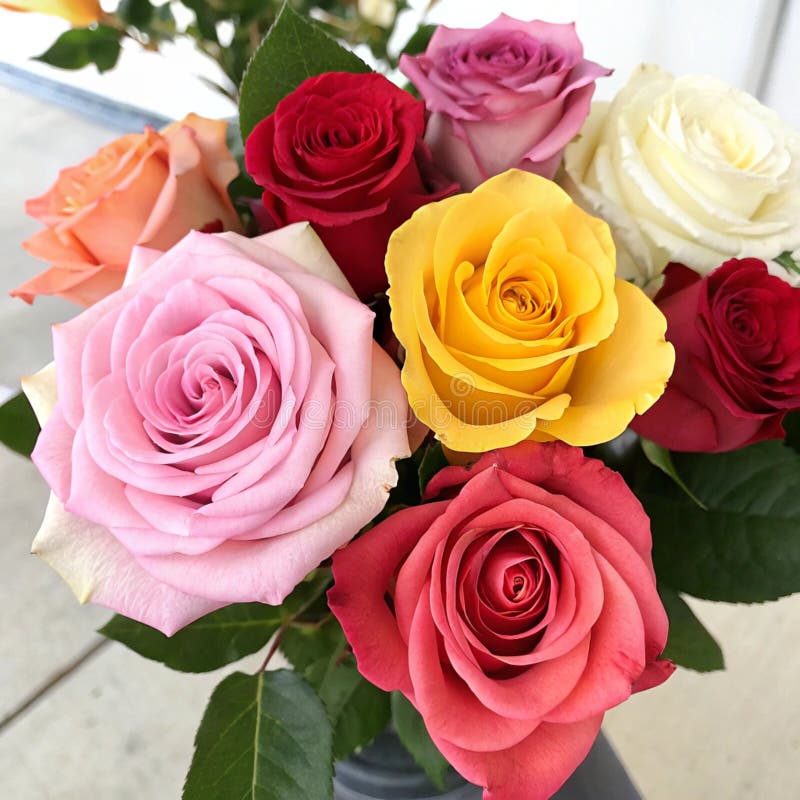 Eight Roses Seen from Above Stock Illustration - Illustration of love ...