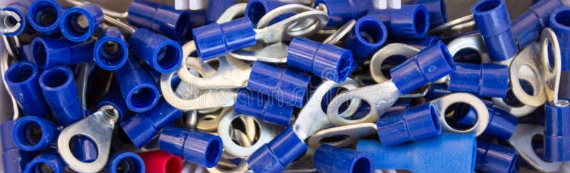 Flat Lay of Electrical Terminals Assortment Kit Arranged in Plastic Box ...