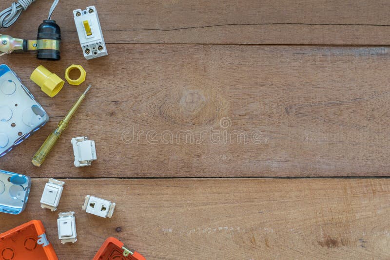 Top View of Electrical Tools for Construction Stock Image - Image of ...