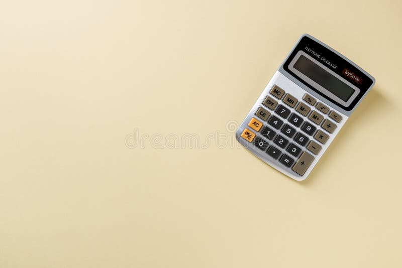 Top View of Electronic Calculator on Yellow Background Stock Image ...