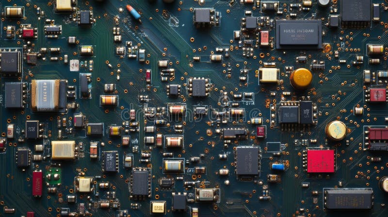 Top View of Electronic Circuit Board with Intricate Components Stock ...