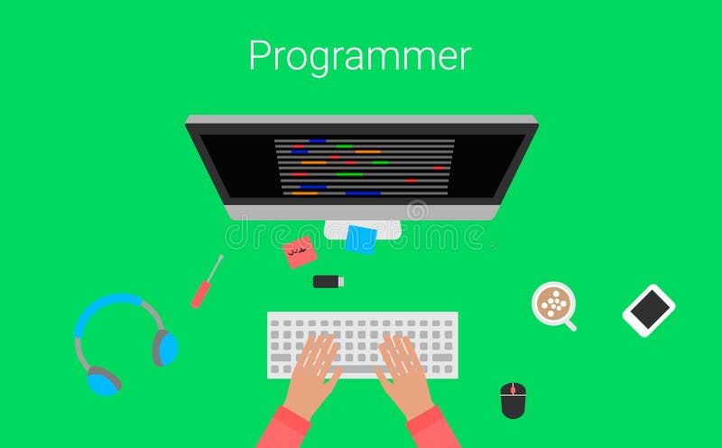 Programmer Flat Design Graphic Illustration. Computer Geek Programming ... Programmer Flat Design Graphic Illustration. Computer Geek Programming ...