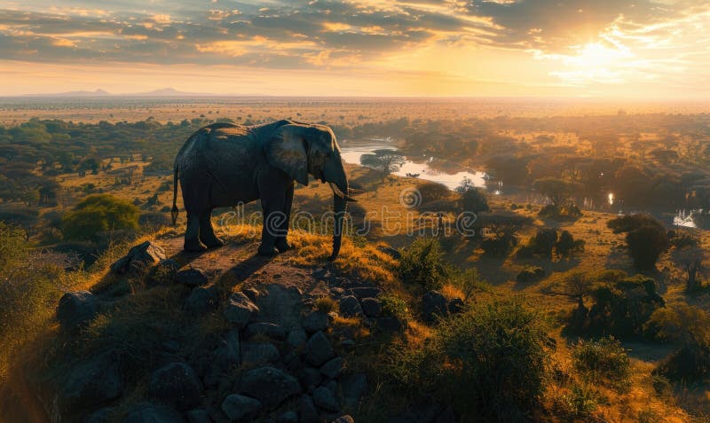 Top View of an Elephant Standing on a Hill Stock Image - Image of ...