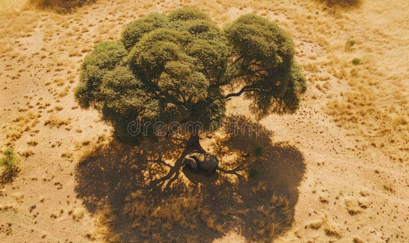 Top View of an Elephant Under Acacia Tree Stock Image - Image of ...