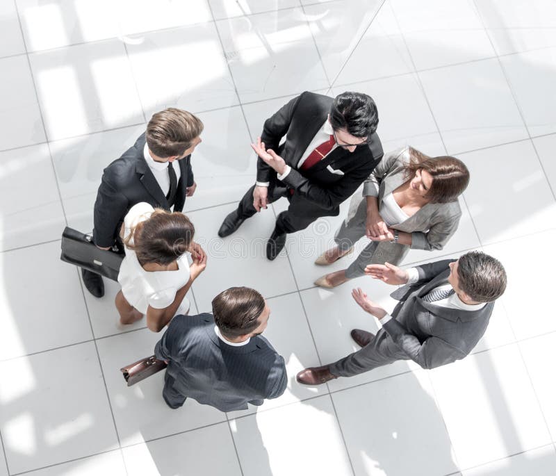 Top View. Employees Discussing Current Tasks Stock Image - Image of ...