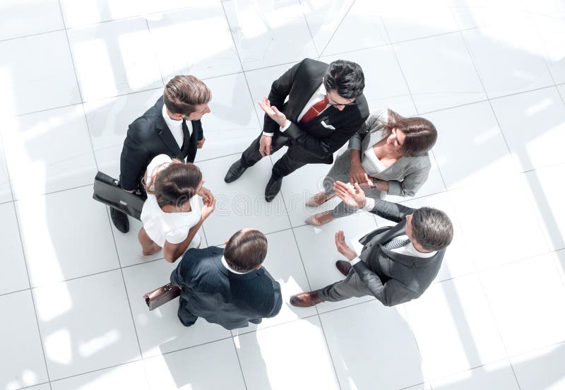 Top View. Employees Discussing Current Tasks Stock Image - Image of ...