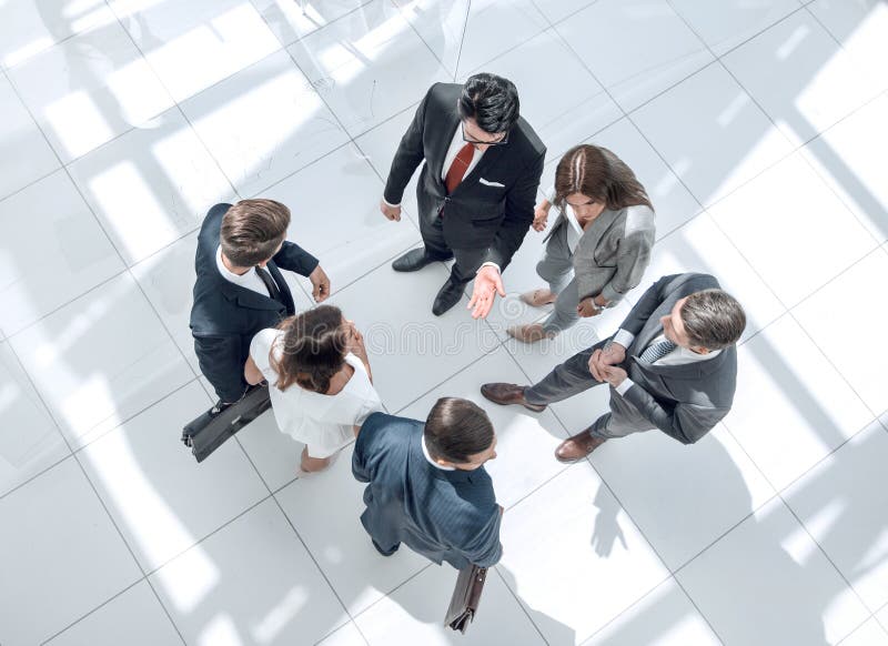 Top View. Employees Standing in a Modern Office Stock Photo - Image of ...