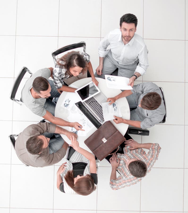 Top View.employees Work with Financial Documents Stock Image - Image of ...
