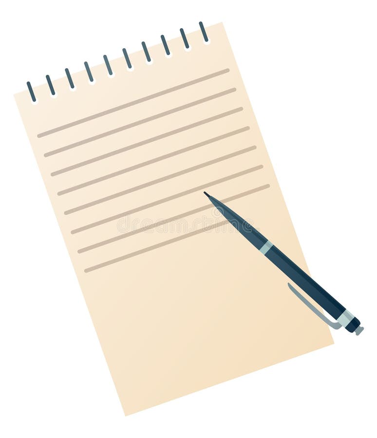 Top View of Empty Blank Notebook and Pen. Note Pad Paper Sheet Stock ...