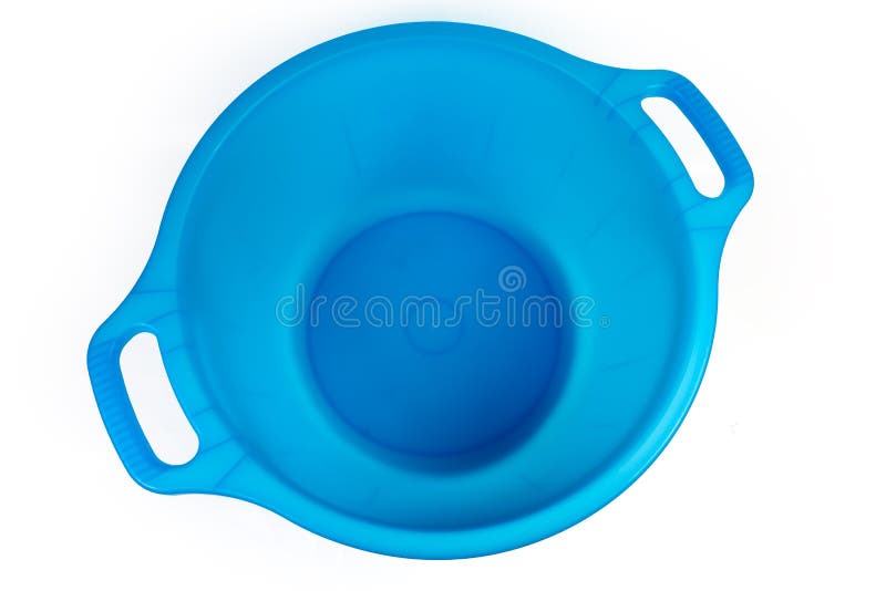 Top View of Empty Blue Plastic Basin on White Background Stock Image ...