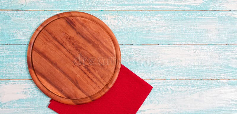 Top View - Empty Board on Blue Wooden Table Copy Space Stock Image ...