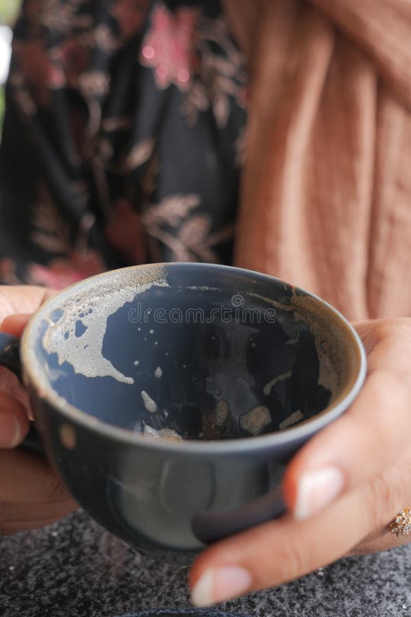 Top View of Empty Coffee Cup on Table , Stock Image - Image of foam ...